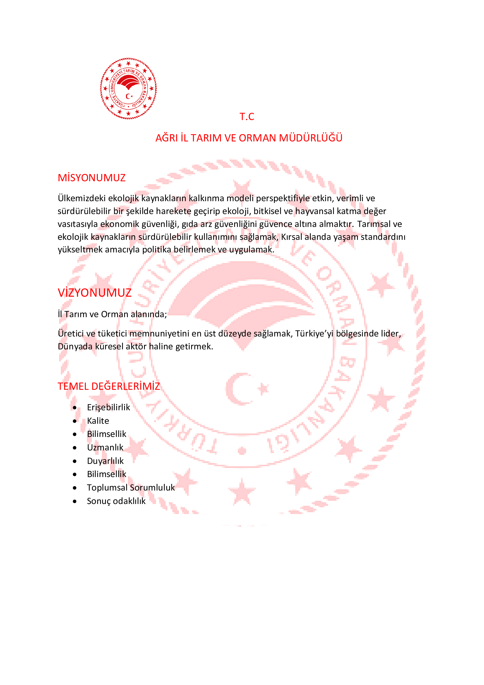 Misyon VE VİZYONUMUZ